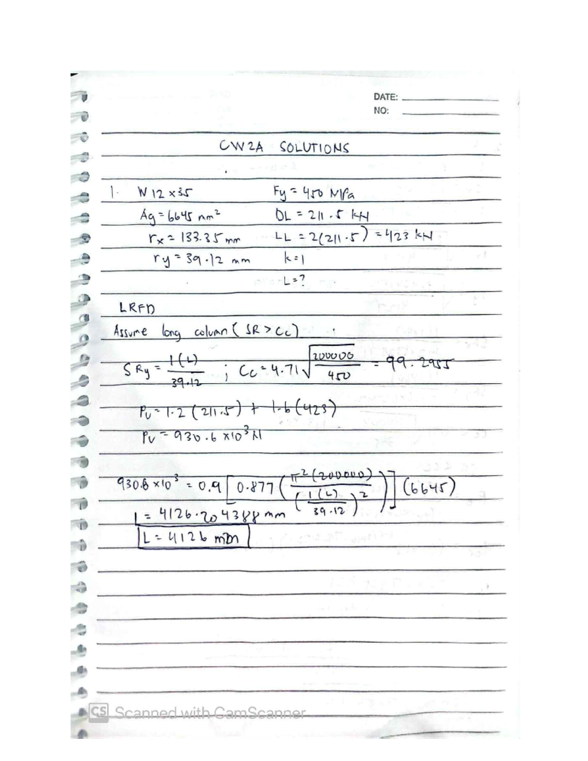 CW2A Solutions for Structural Analysis and Design Calculations - Studocu