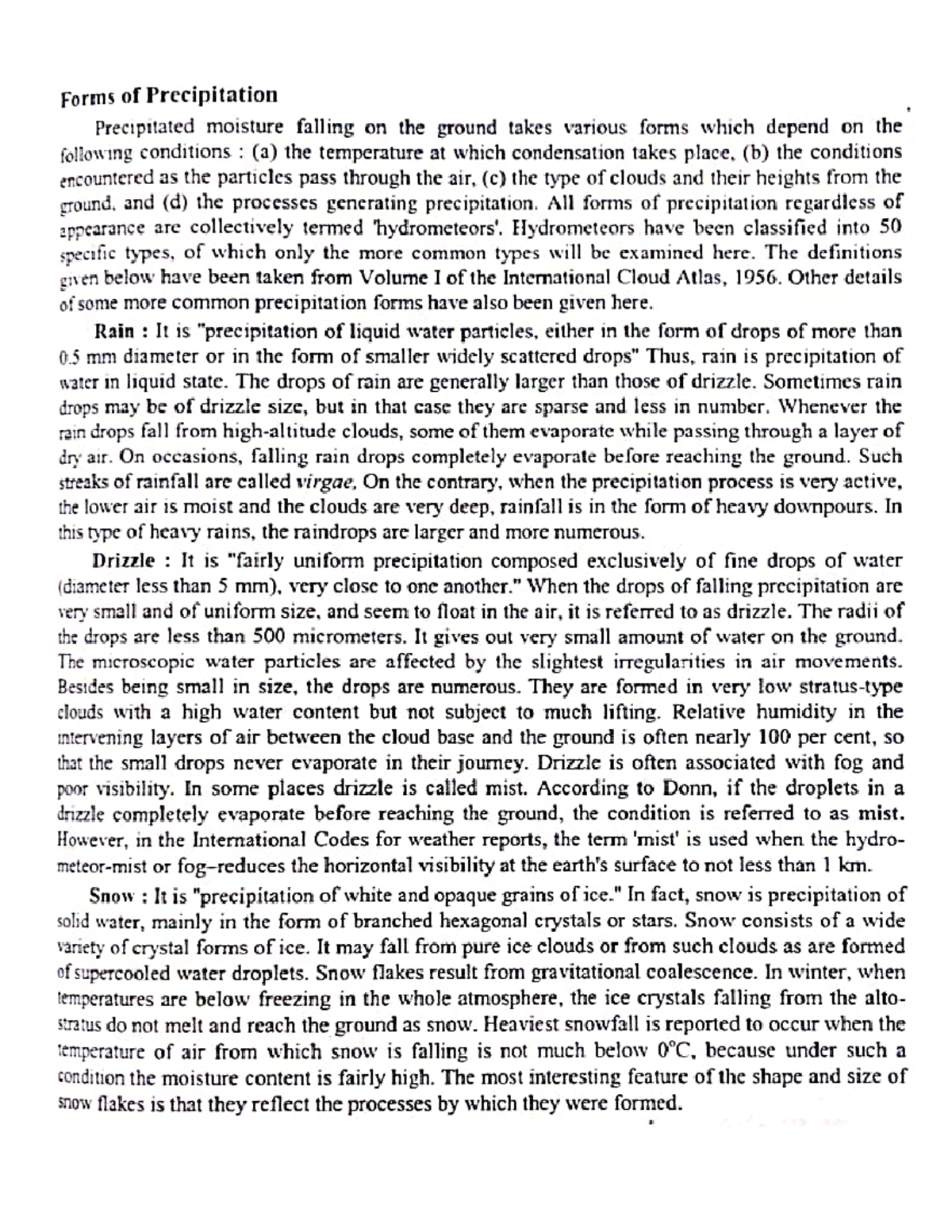 Forms of Precipitation: Types and Characteristics in Climatology (OC 2 ...