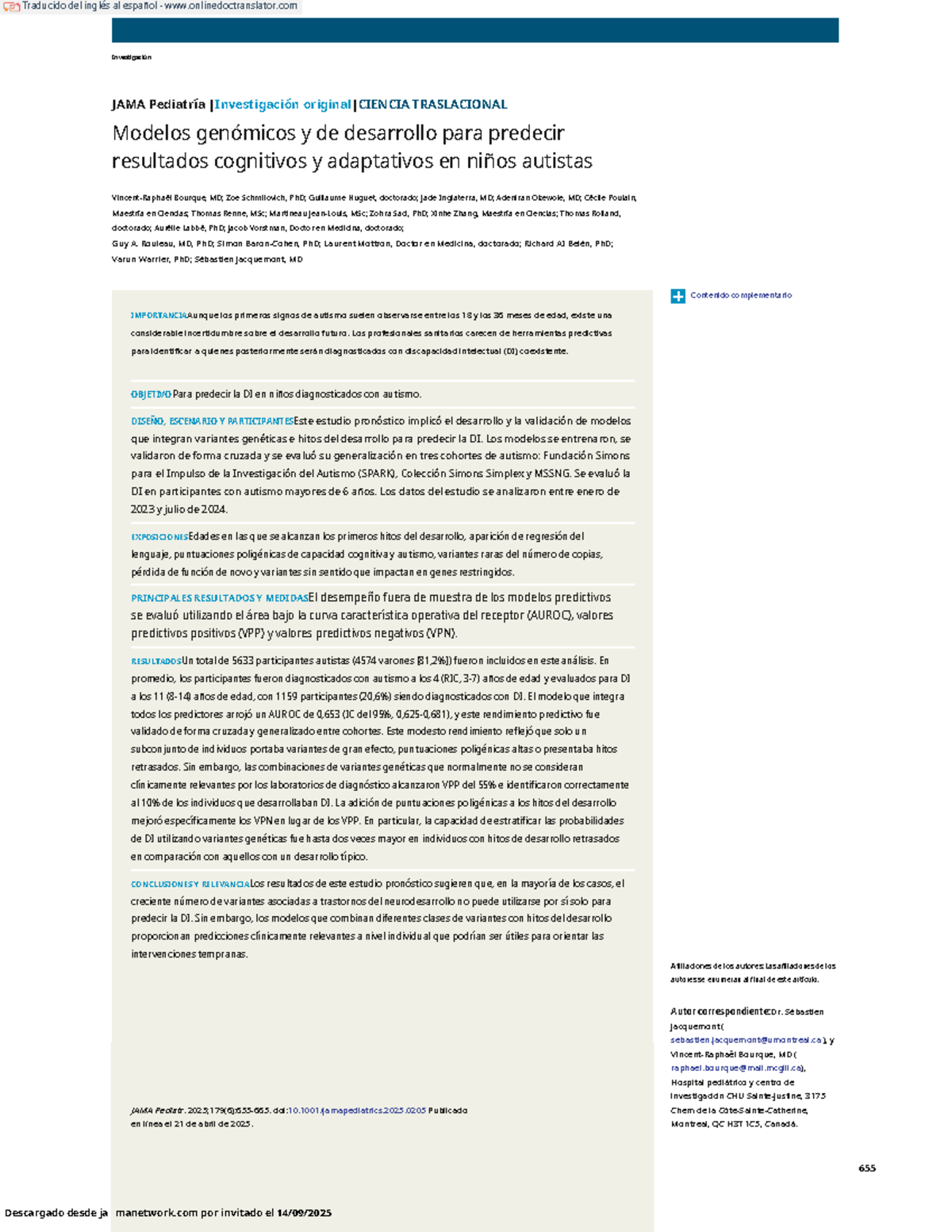 Modelos Genómicos y de Desarrollo para Predecir DI en Niños Autistas ...