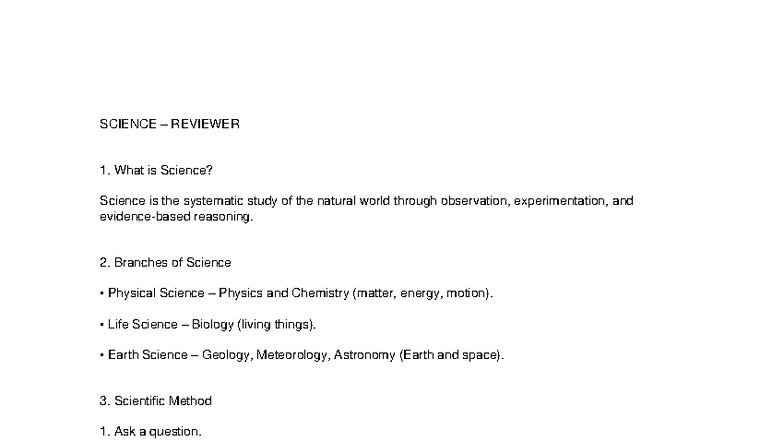 SCI 101: Comprehensive Science Reviewer Guide - Studocu
