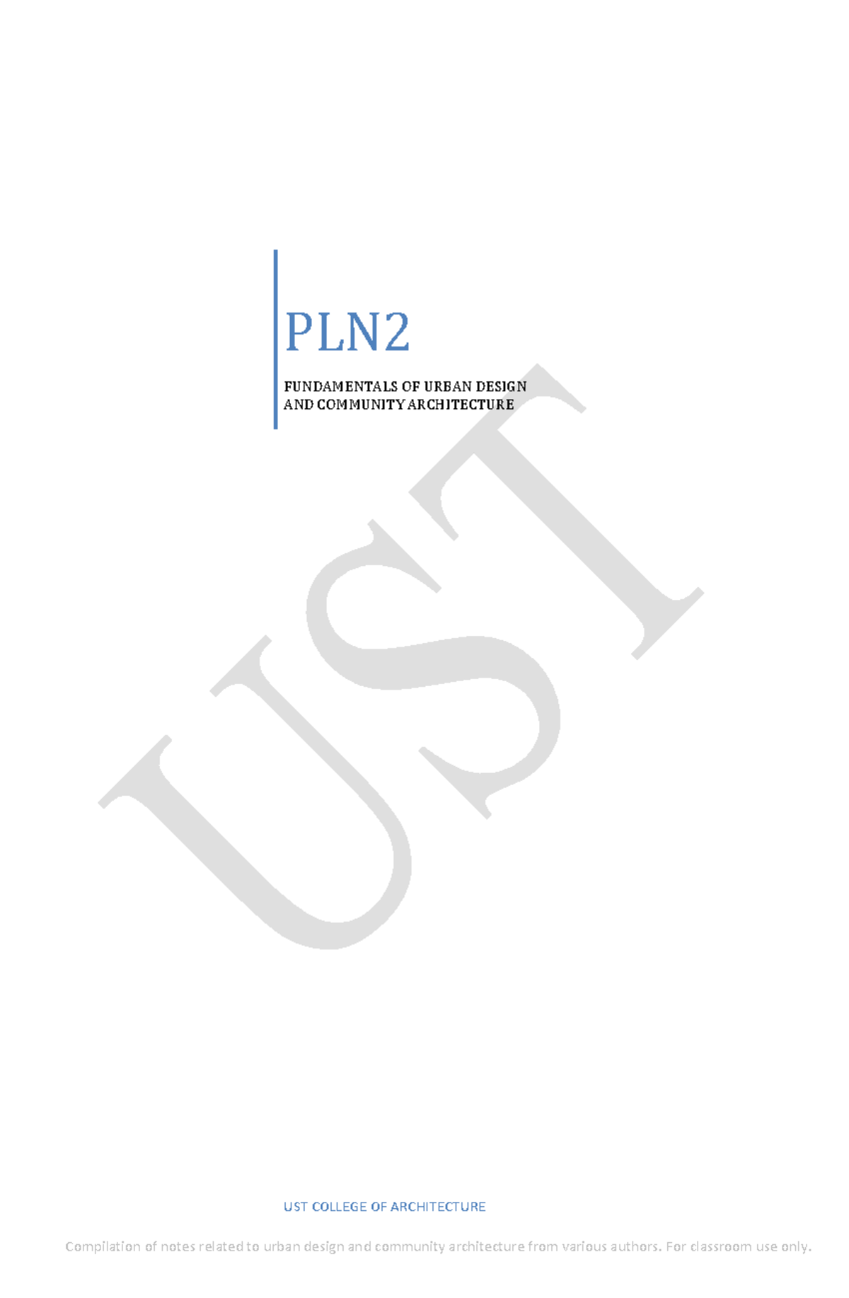 PLN2 Lecture Notes: Urban Design and Community Architecture - Studocu