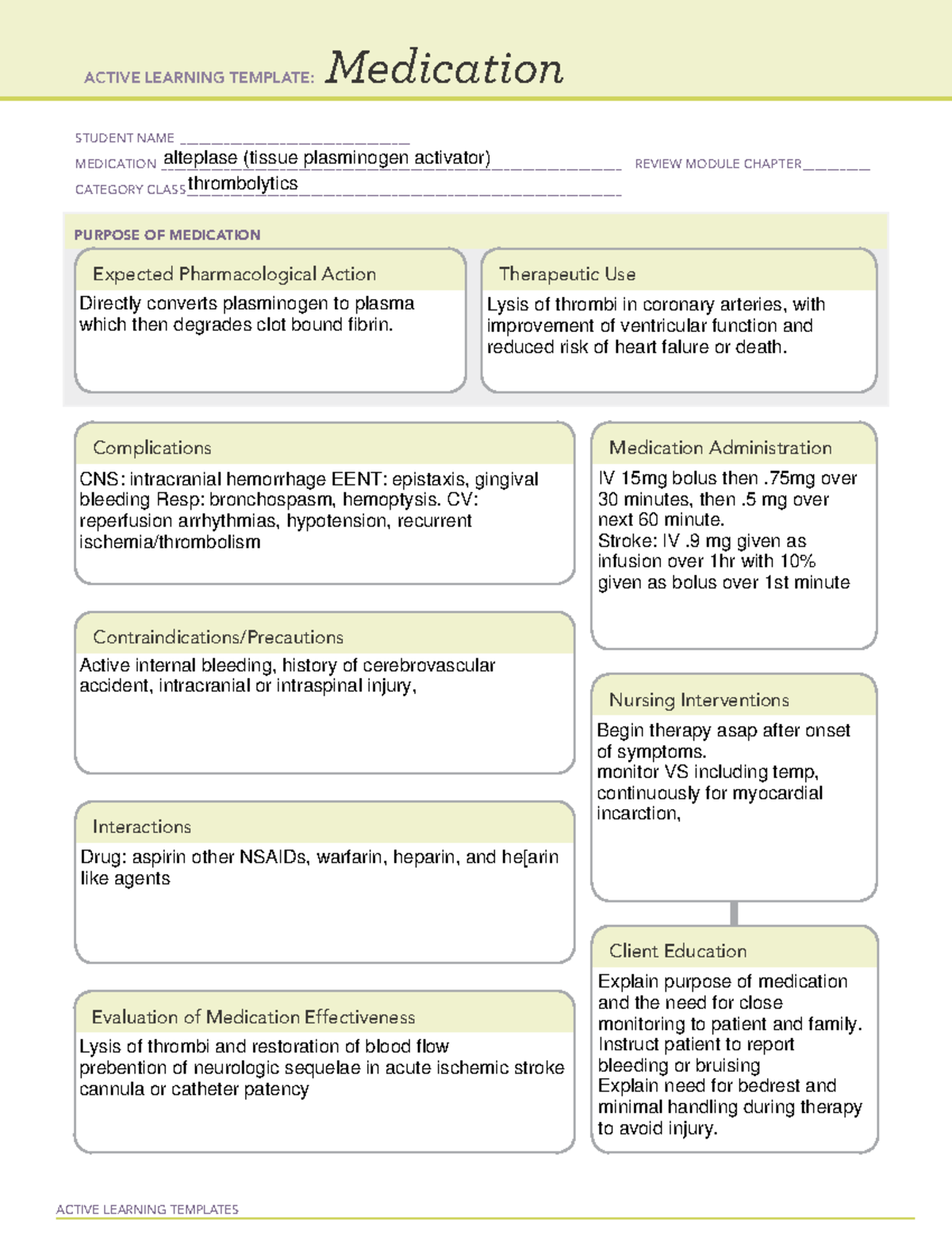 TPA - med card - ACTIVE LEARNING TEMPLATES Medication STUDENT NAME ...