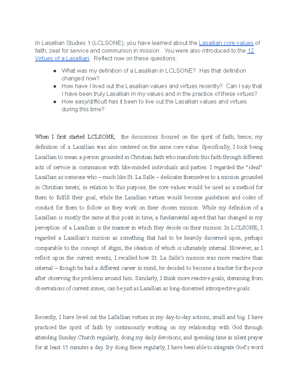 Buhay Lasalyano DISCUSSION PAPER TEXTBOX ENTRY - In Lasallian Studies 1 ...