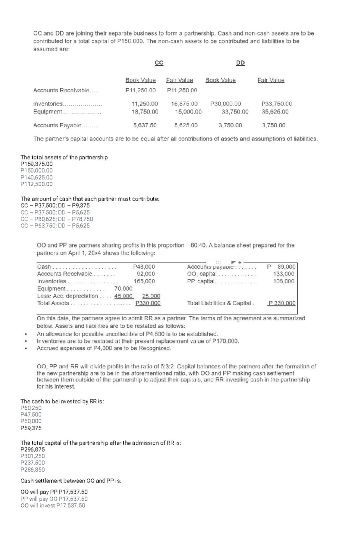 Week 2 AFAR - Partnership Capital Contributions and Income Distribution ...