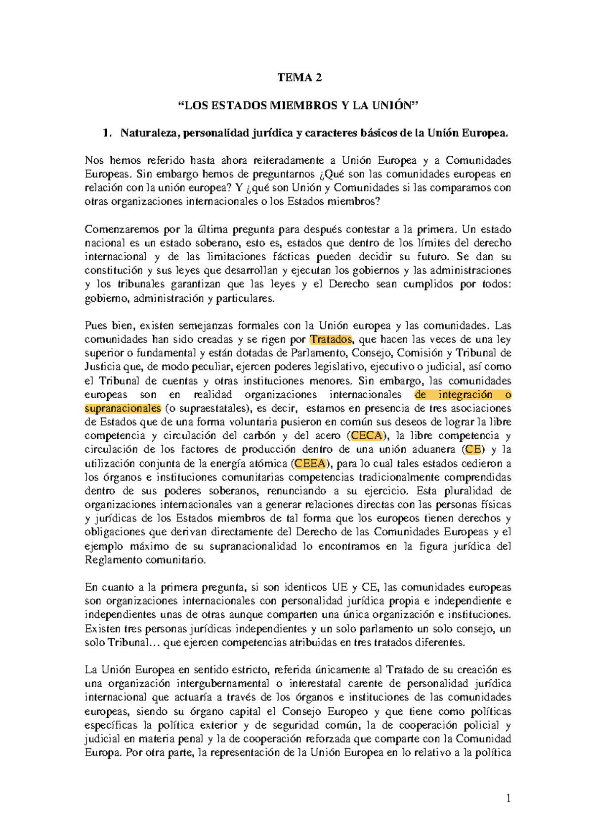 Tema 2: Estados Miembros y la Unión Europea - Análisis y ...