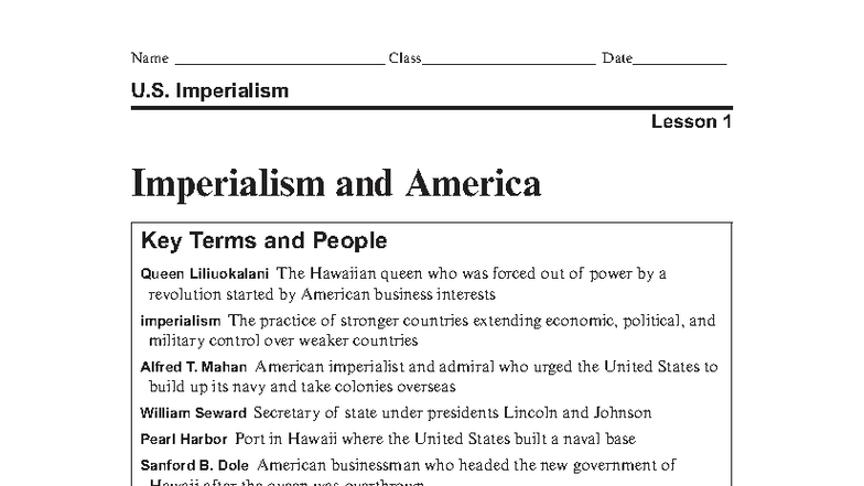Module 6 Lesson 1 GR: U.S. Imperialism and the Annexation of Hawaii ...