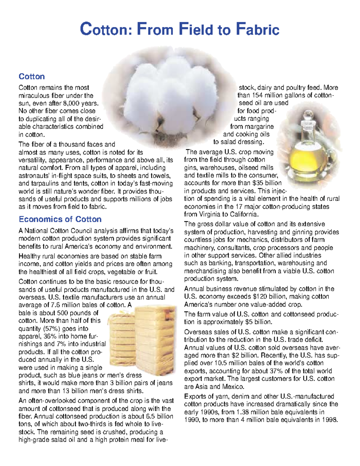 Cotton Economics and Production Processes: From Field to Fabric 129k ...