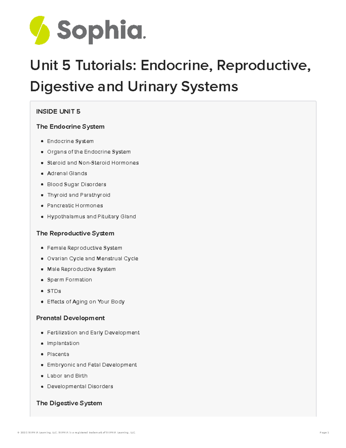 Unit 5: Endocrine, Reproductive, Digestive & Urinary Systems Overview ...