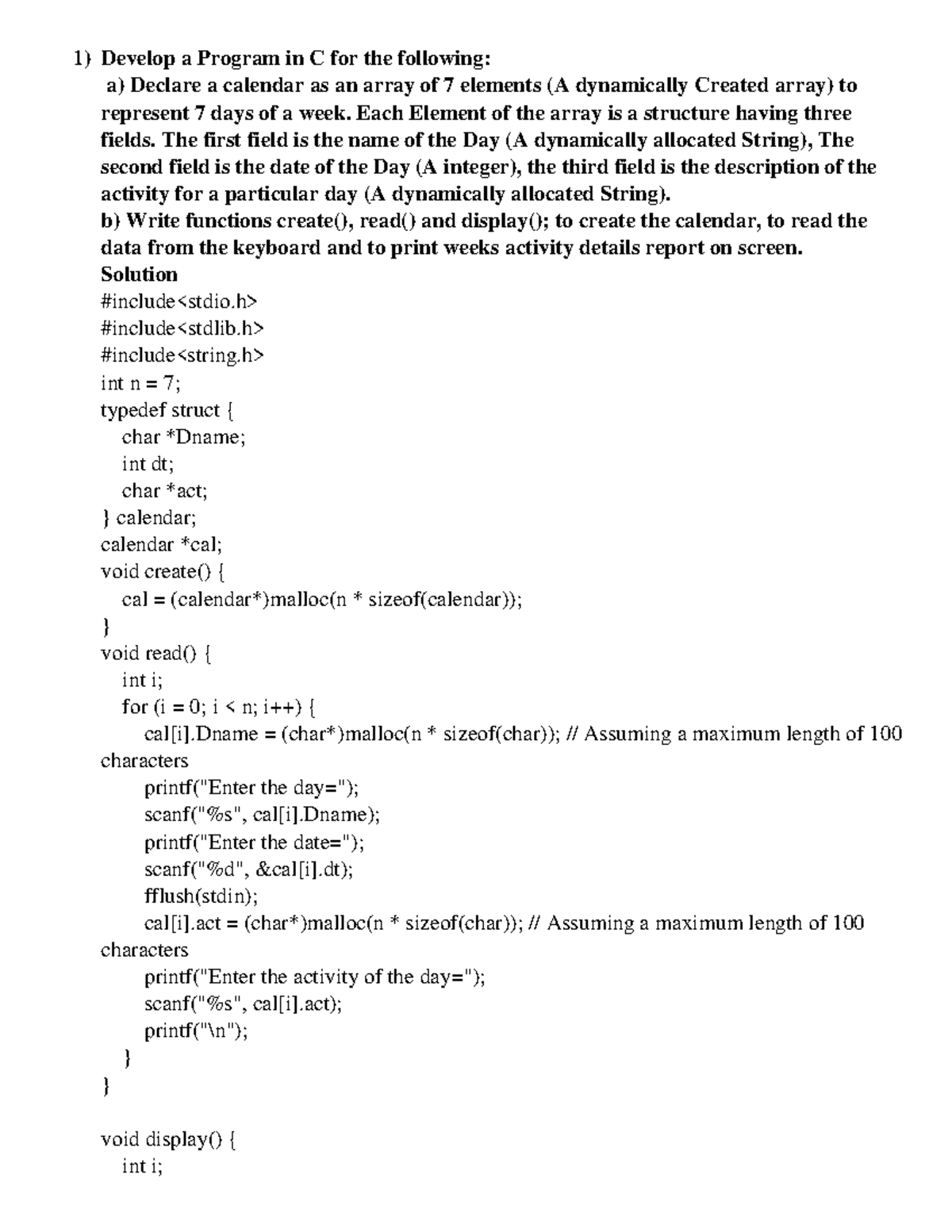 DS Lab Mannual BCSL305 - Jjnnnn - Develop a Program in C for the following: a) Declare a ...