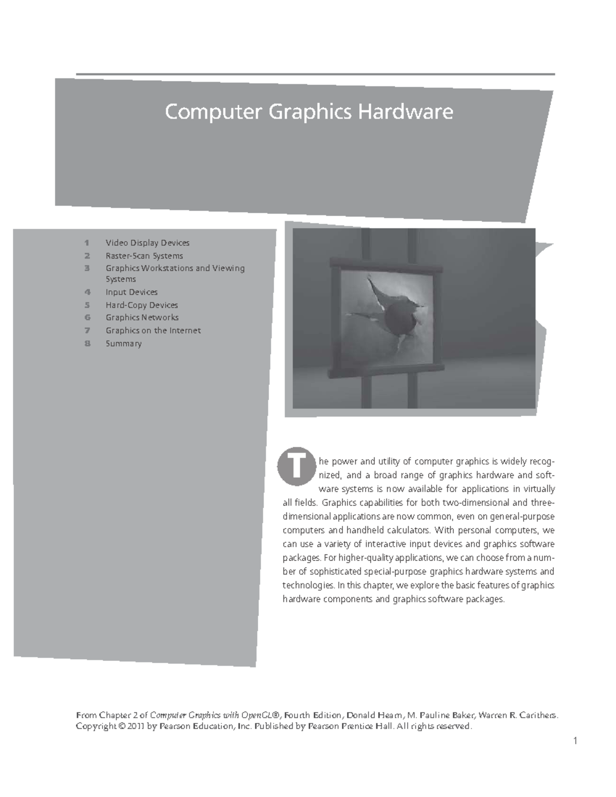 Computer Graphics Hardware: Video Displays, Input Devices, and Systems - Studocu
