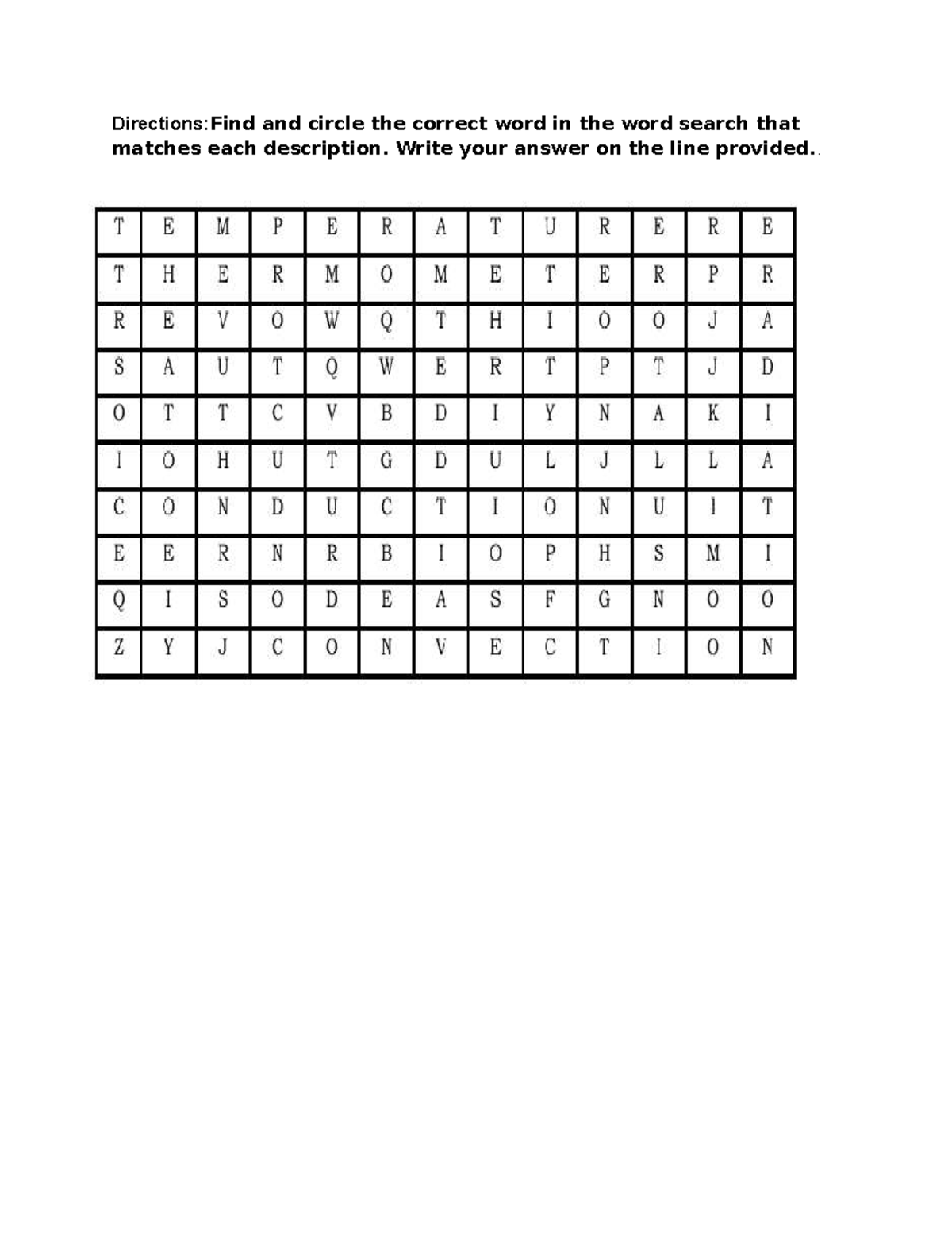 Heat Transfer Worksheet 2: Word Search Activity - Studocu