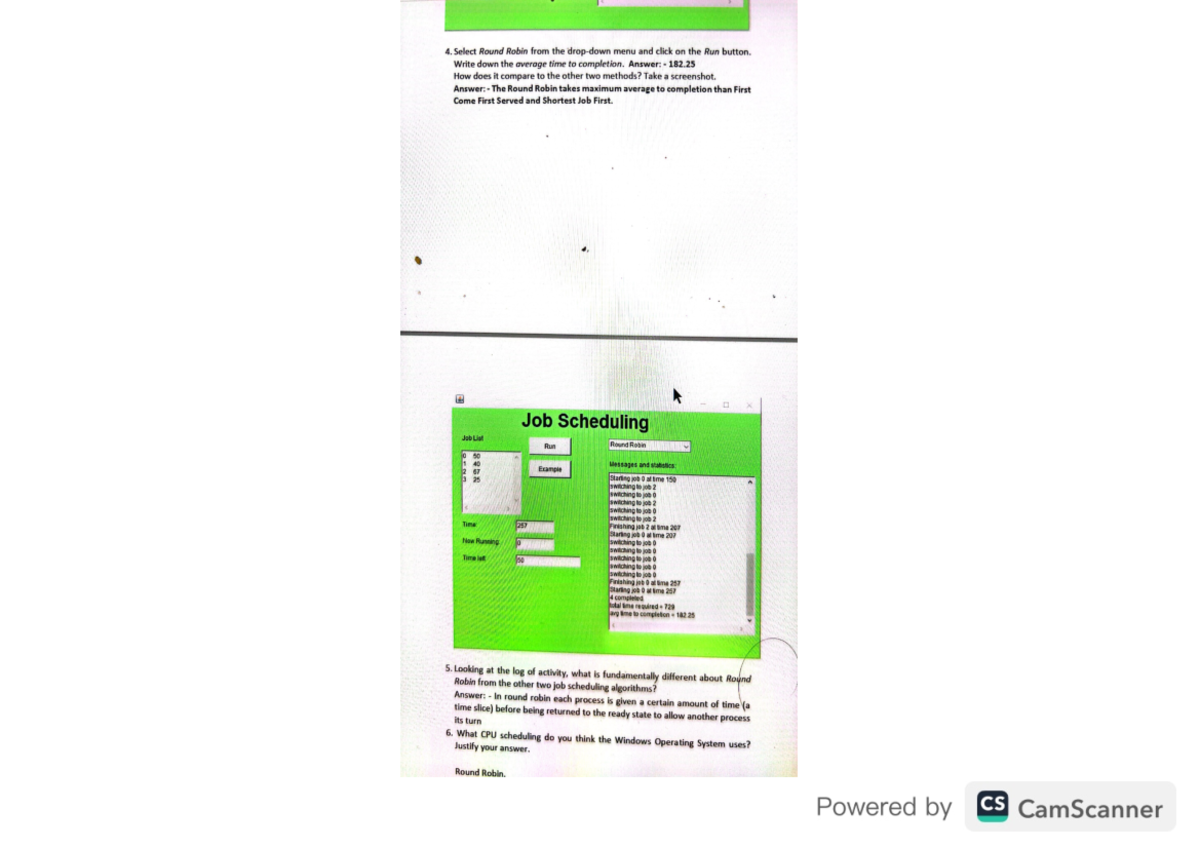 Round robin example - CPSC 1050 - Studocu