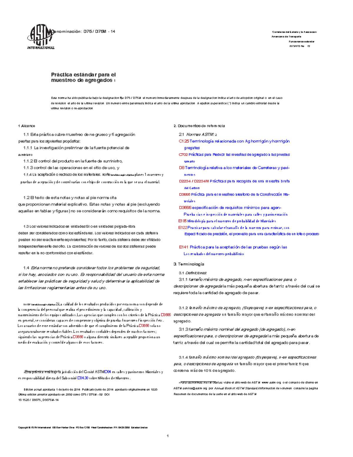 Práctica Estándar ASTM D75/M Muestreo de Agregados en Construcción ...