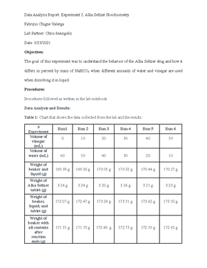 CHEM 1111- Lab 5 Determining the Enthalpy of a Chemical Reaction LAB Report - Lab 5: Determining ...