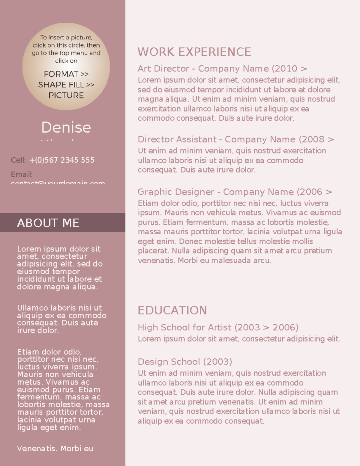 Msc-sample-resume 1 - good book data - Denise Kinsley Cell: +(0)567 ...