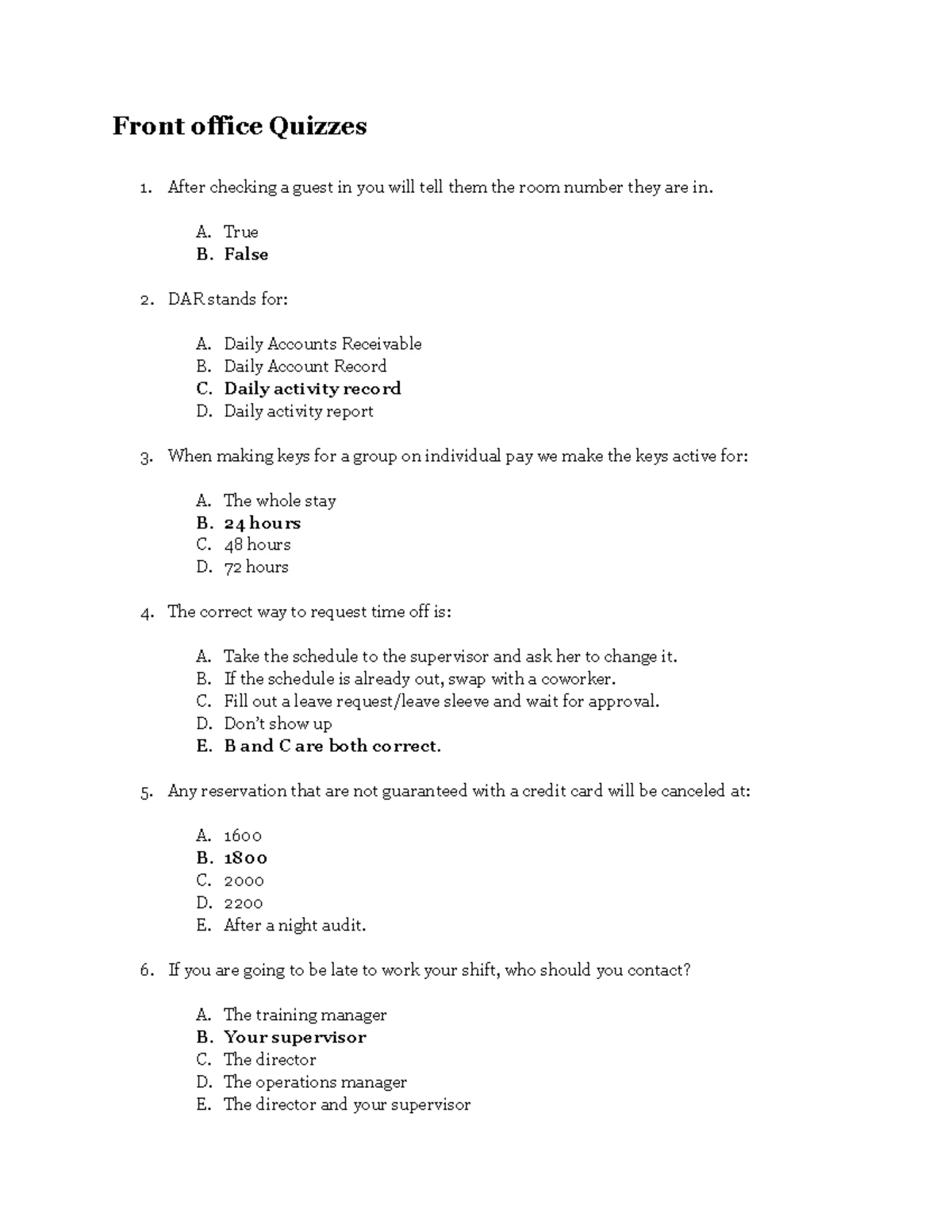 Fundamental lodging - Fundamentals of Lodging Operations This course describes the skills ...