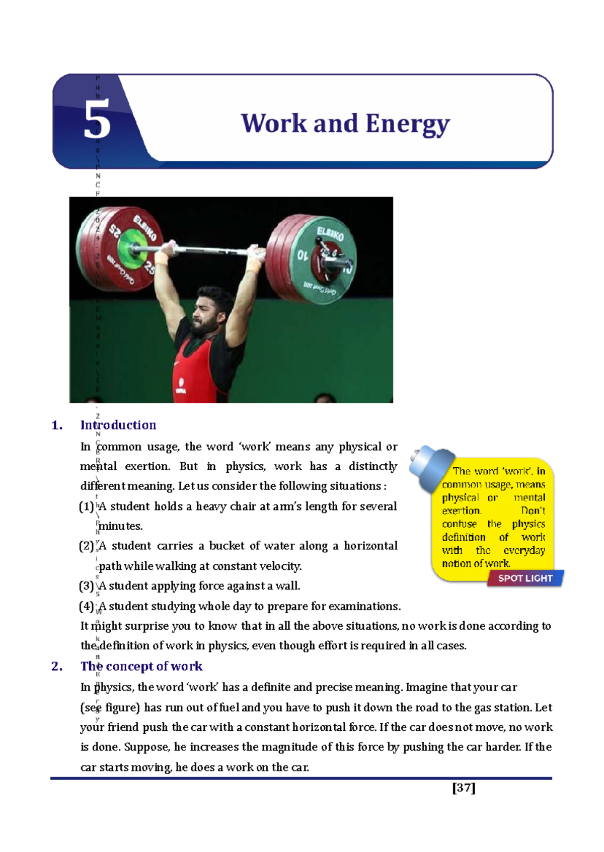 NCERT Basics: Class 9 Work and Energy Concepts Explained - Studocu