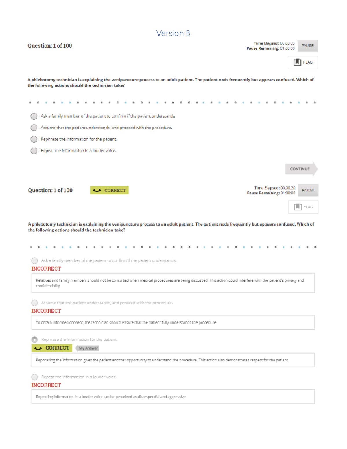 CPT Practice Exam Version B: Phlebotomy Techniques & Procedures - Studocu