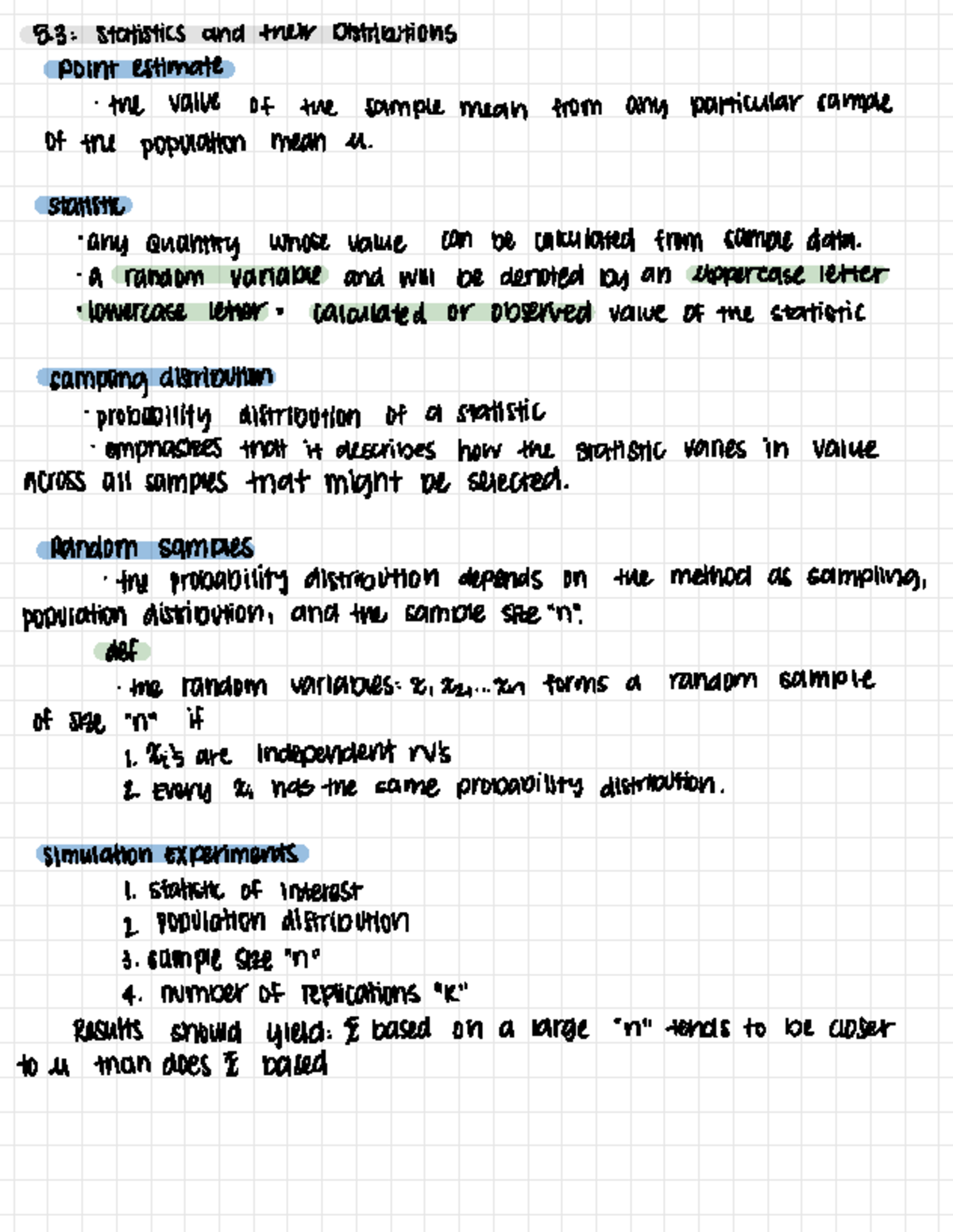 5.3-5.5 Notes - STATISTICS: CH 5 - ####### 5. : statistics and their ...