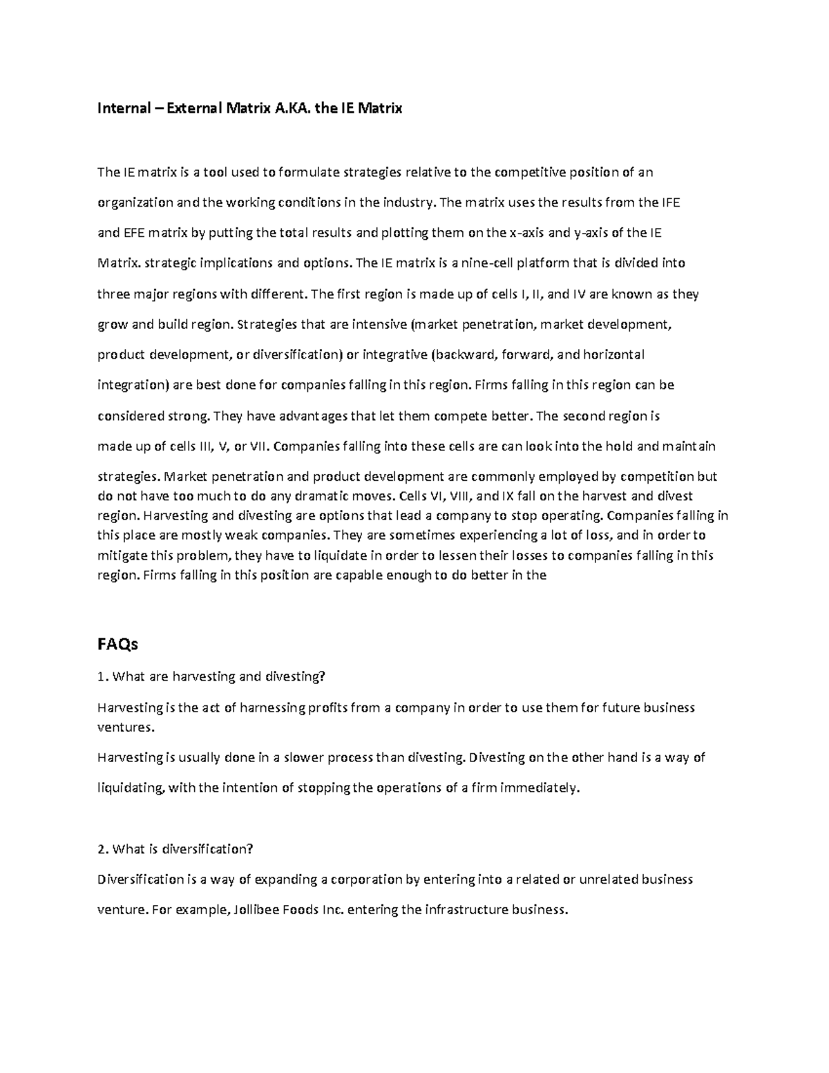 Strategic Management (12): Understanding the Internal-External Matrix ...
