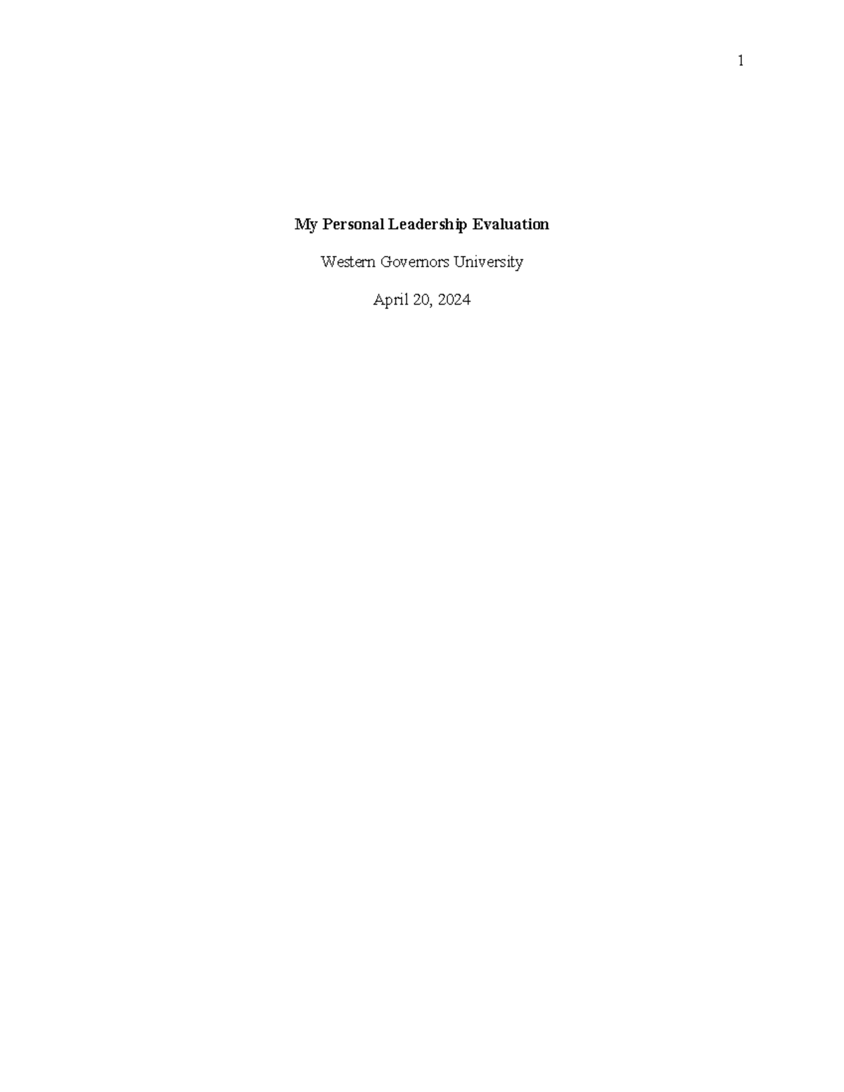WGU C200 - Personal Leadership Evaluation and Strategy Document - Studocu