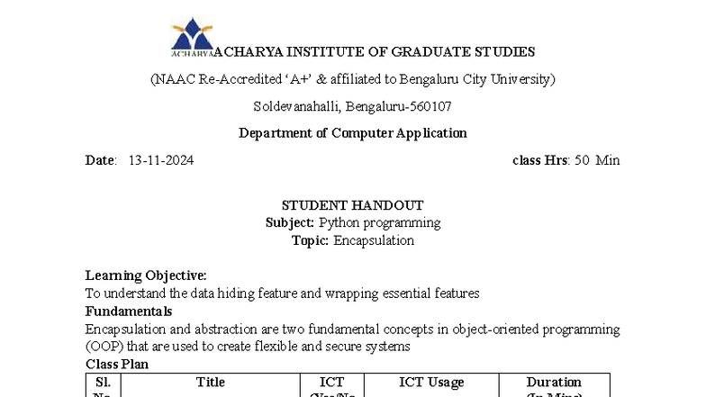 Python Programming: Encapsulation & Abstraction Overview (CSE 101 ...