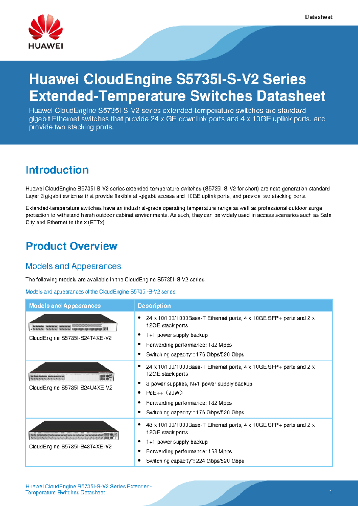 Huawei CloudEngine S5735I-S-V2 Series Extended-Temperature Switches ...