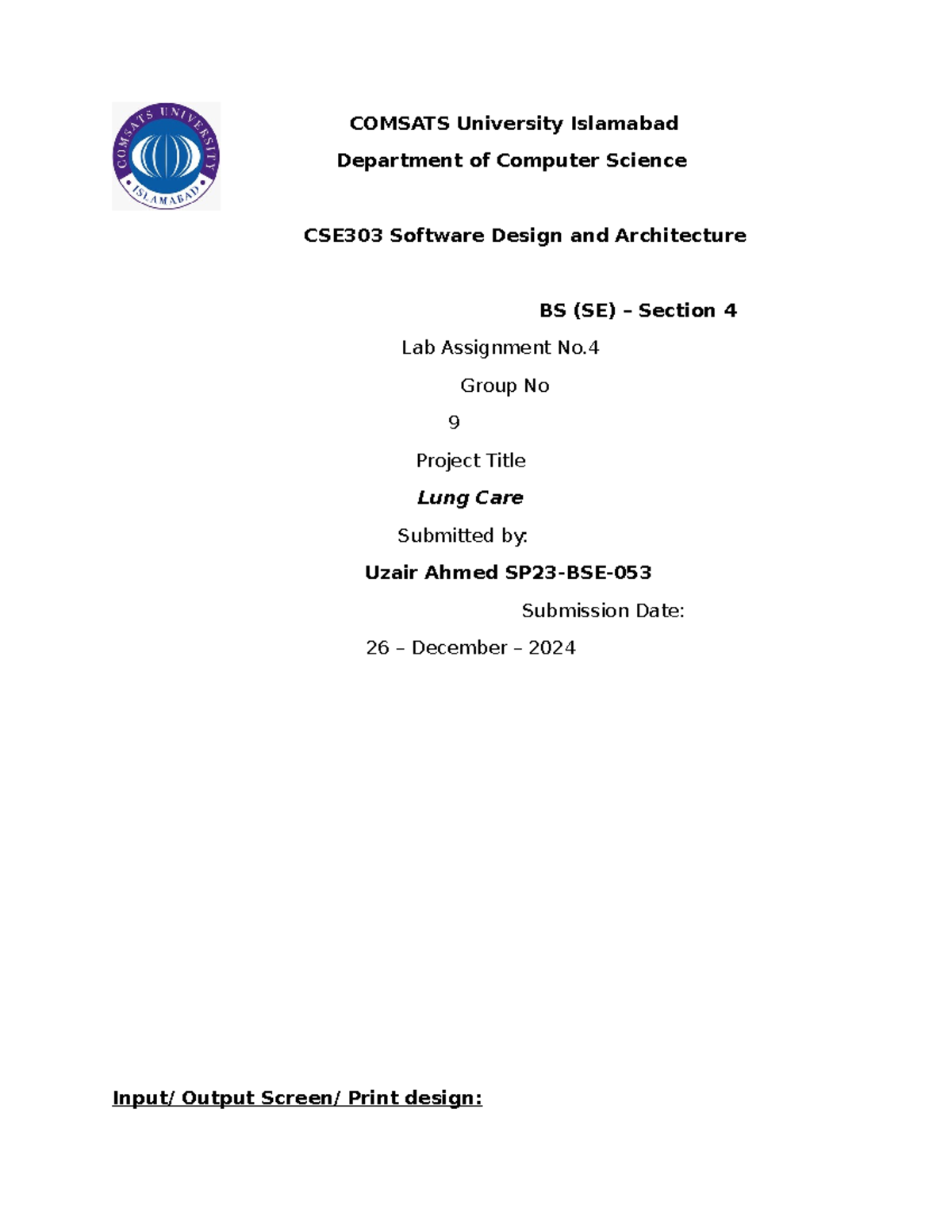 SP23-BSE-053 Lab Assign 4 G09 - Principles of Management - COMSATS ...