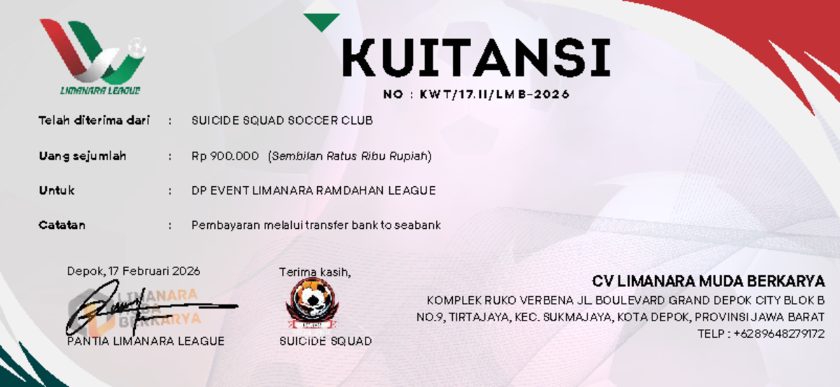 DP Suicide Squad - asa - Depok, 17 Februari 2026 PANTIA LIMANARA LEAGUE ...