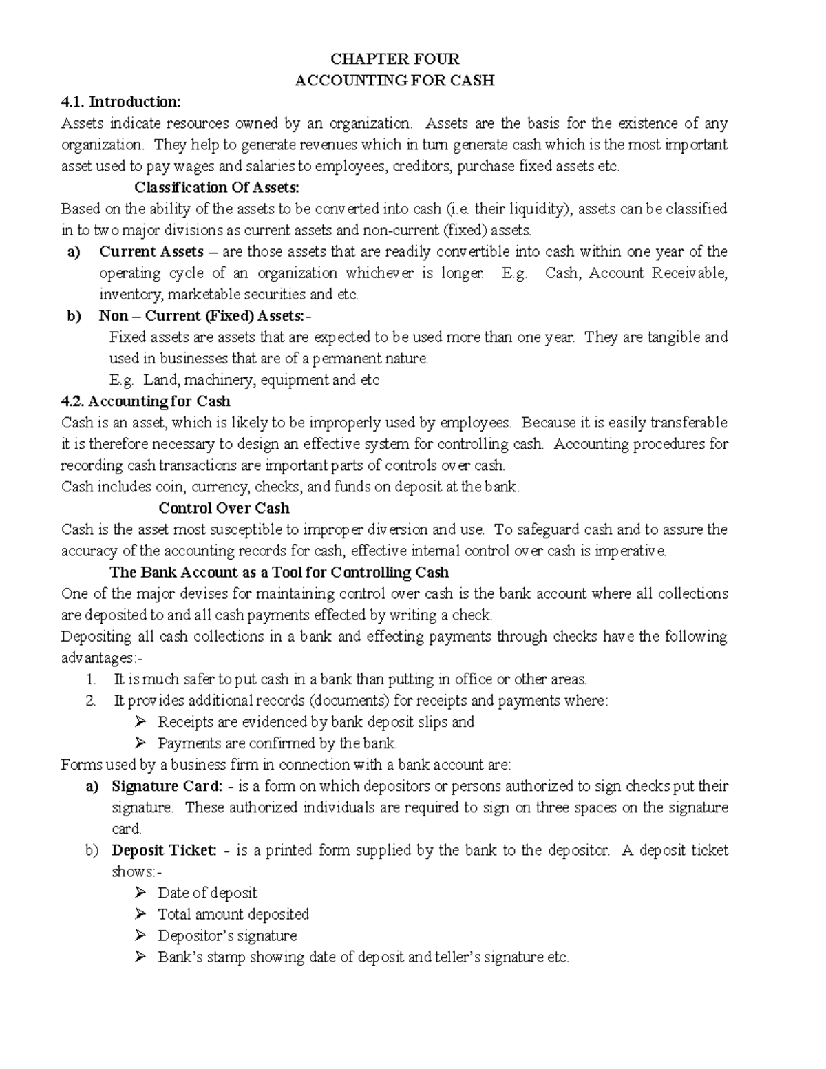 Ch 4 Acct for Cash: Effective Controls & Reconciliation Insights - Studocu