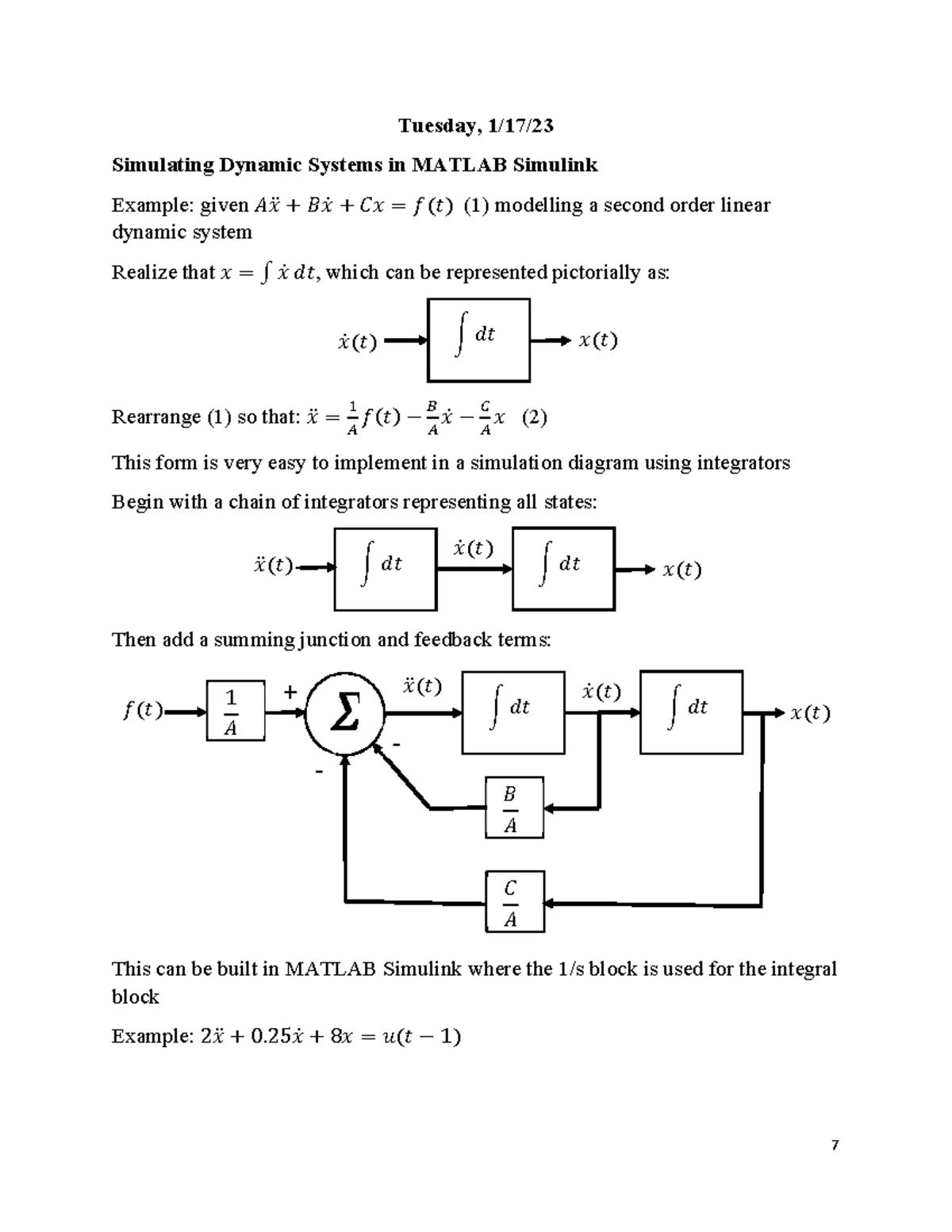Lecture 11723 - Simulating Dynamic Systems in MATLAB Simulink - Studocu