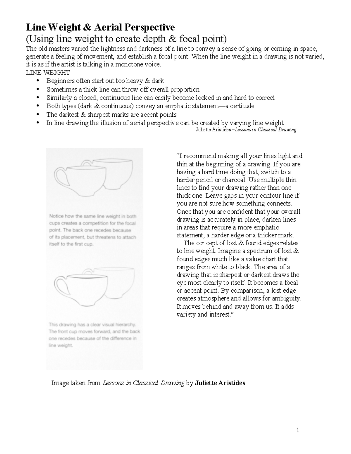 Line Weight & Aerial Perspective Worksheets - Studocu