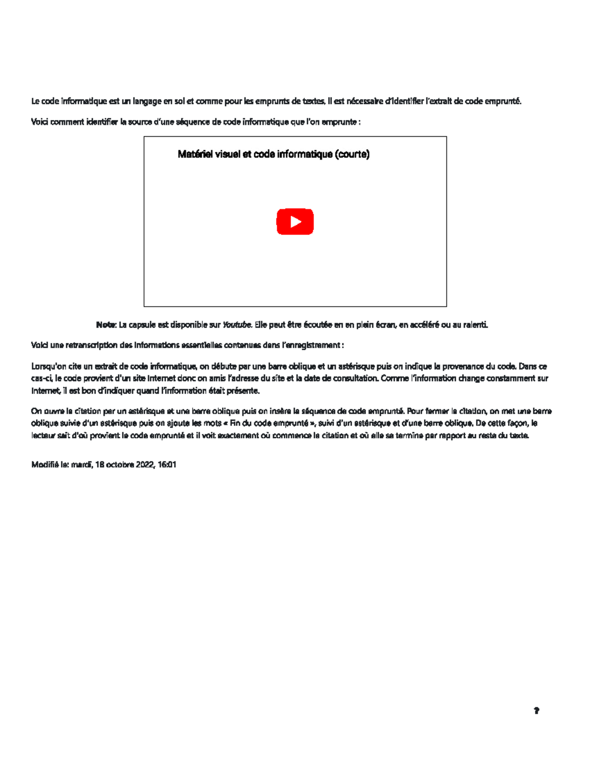 Code Informatique : Identifier et Citer les Sources de Code - Studocu