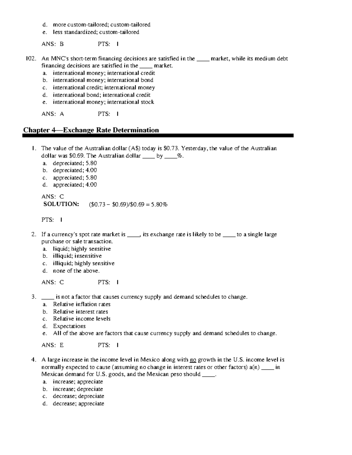 Quiz on Exchange Rate Determination - QTTCQT 39-52 - Studocu