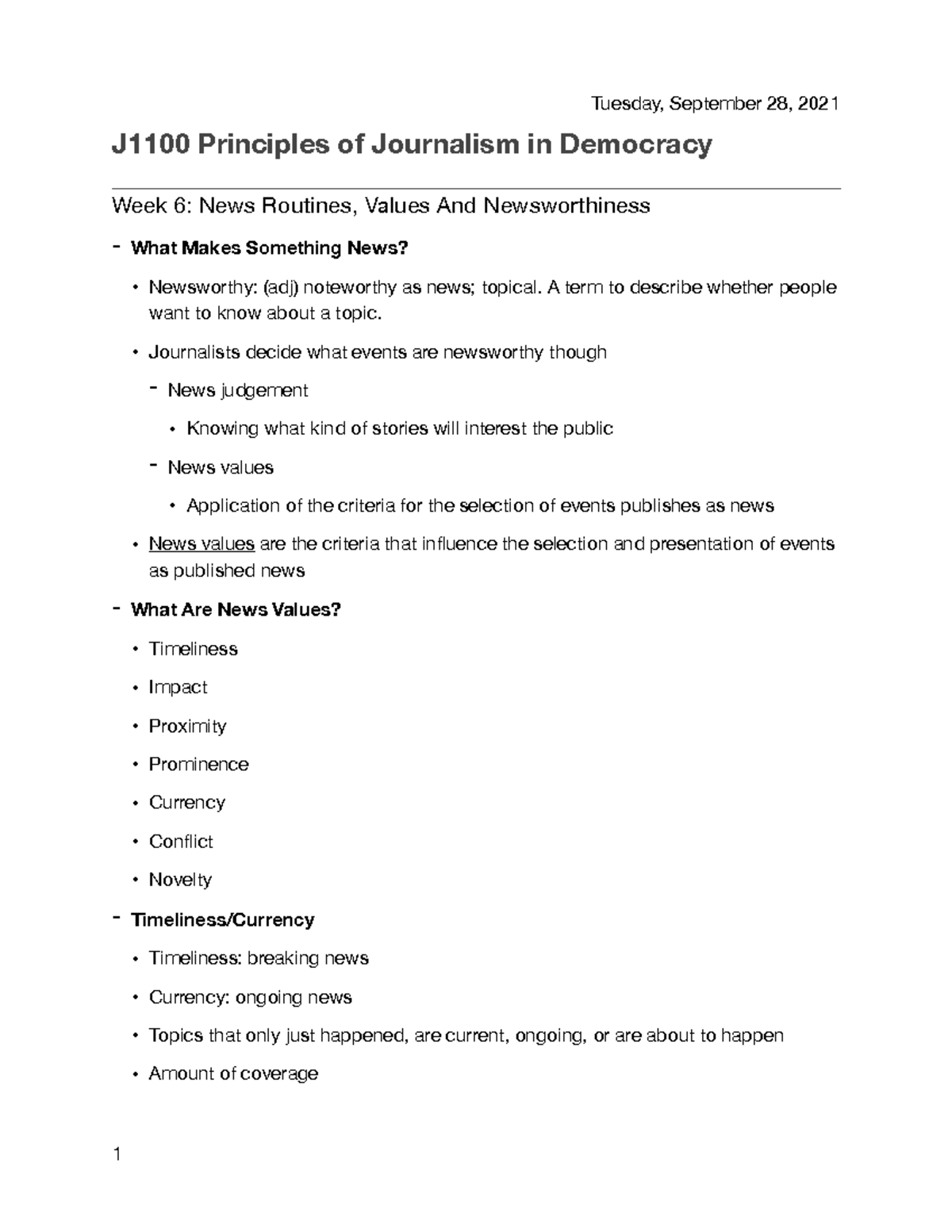 J1100 Final Exam Study Guide: Weeks 6-9 Coverage and Insights - Studocu