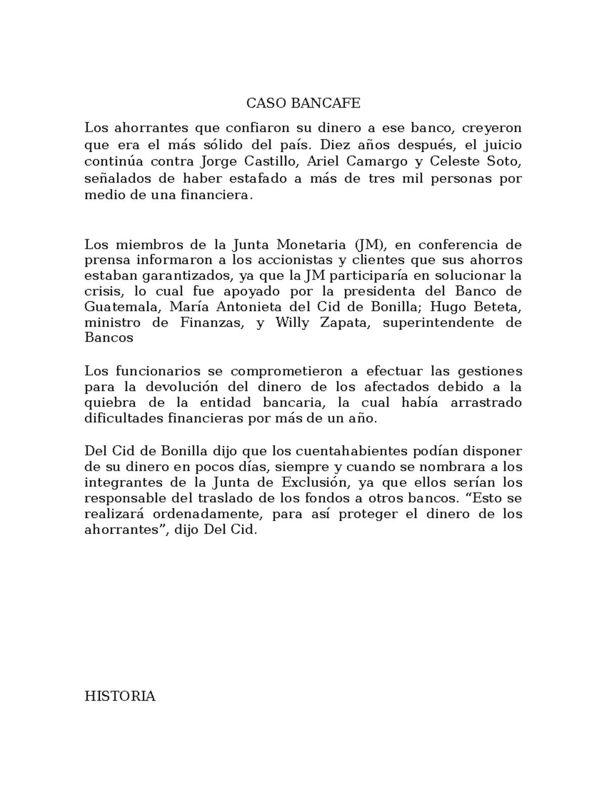 CASO Bancafé - Análisis de la quiebra del Banco del Café en Guatemala ...