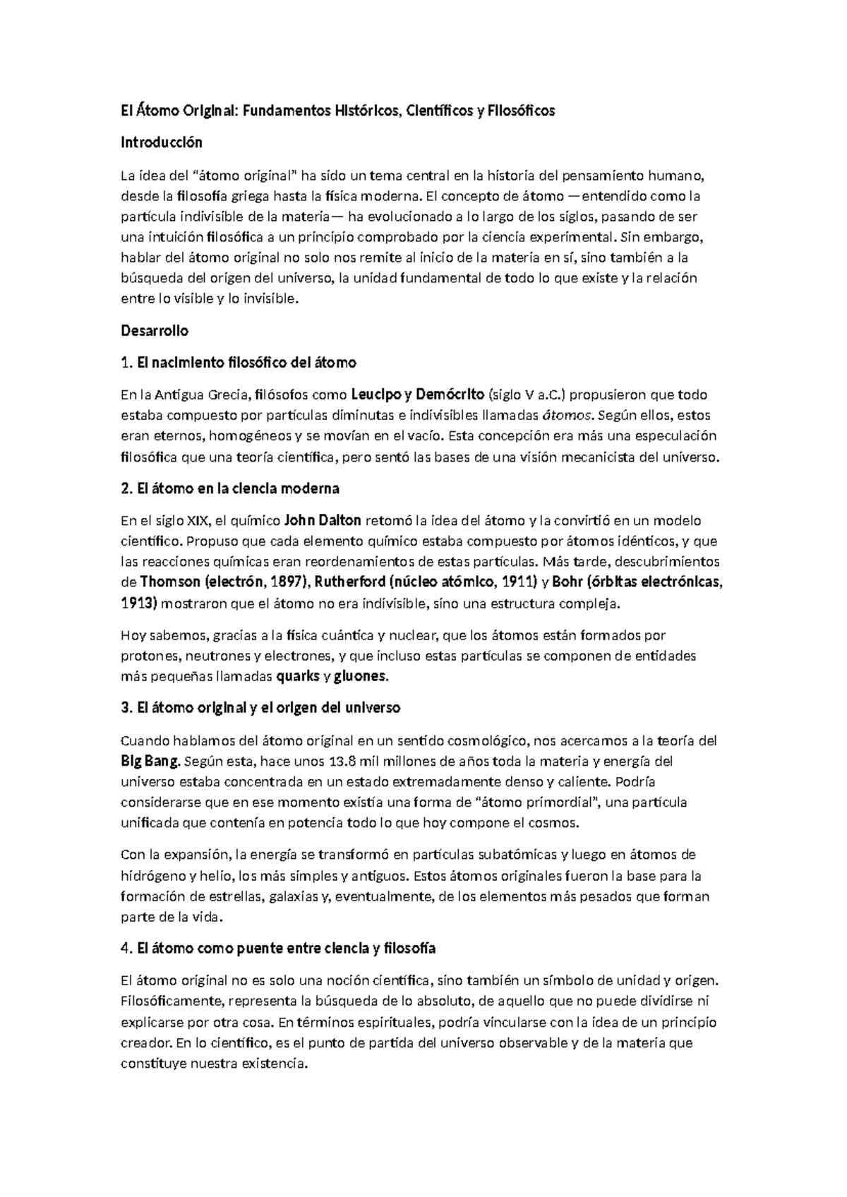 El Átomo Original: Fundamentos Históricos y Científicos - asdfas - Studocu