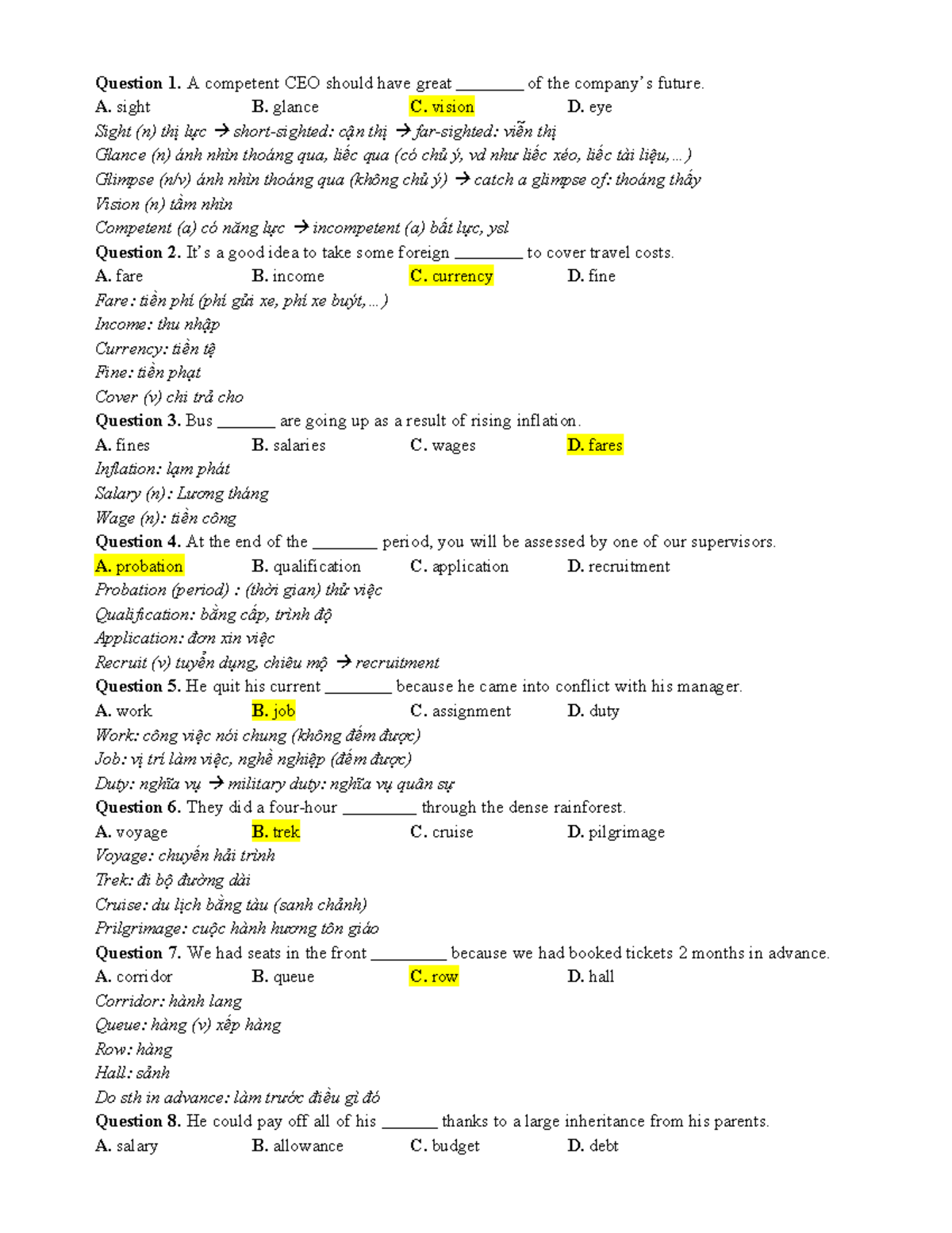 Quiz Questions and Answers for Course CÙNG TRƯỜNG NGHĨA 1 - Studocu