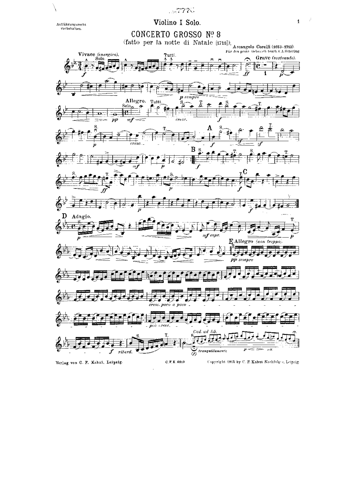 Corelli Violin I Concertino - Concerto Grosso No. 8 - Studocu