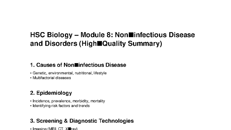 Module 8 Non Infectious HQ - HSC Biology – Module 8: Nonninfectious ...