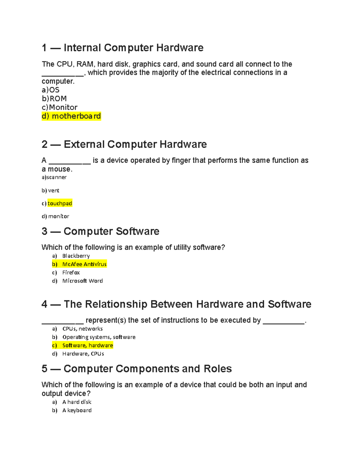UNIT 1 - Challenge 2 - Computer Hardware & Software Notes - Studocu