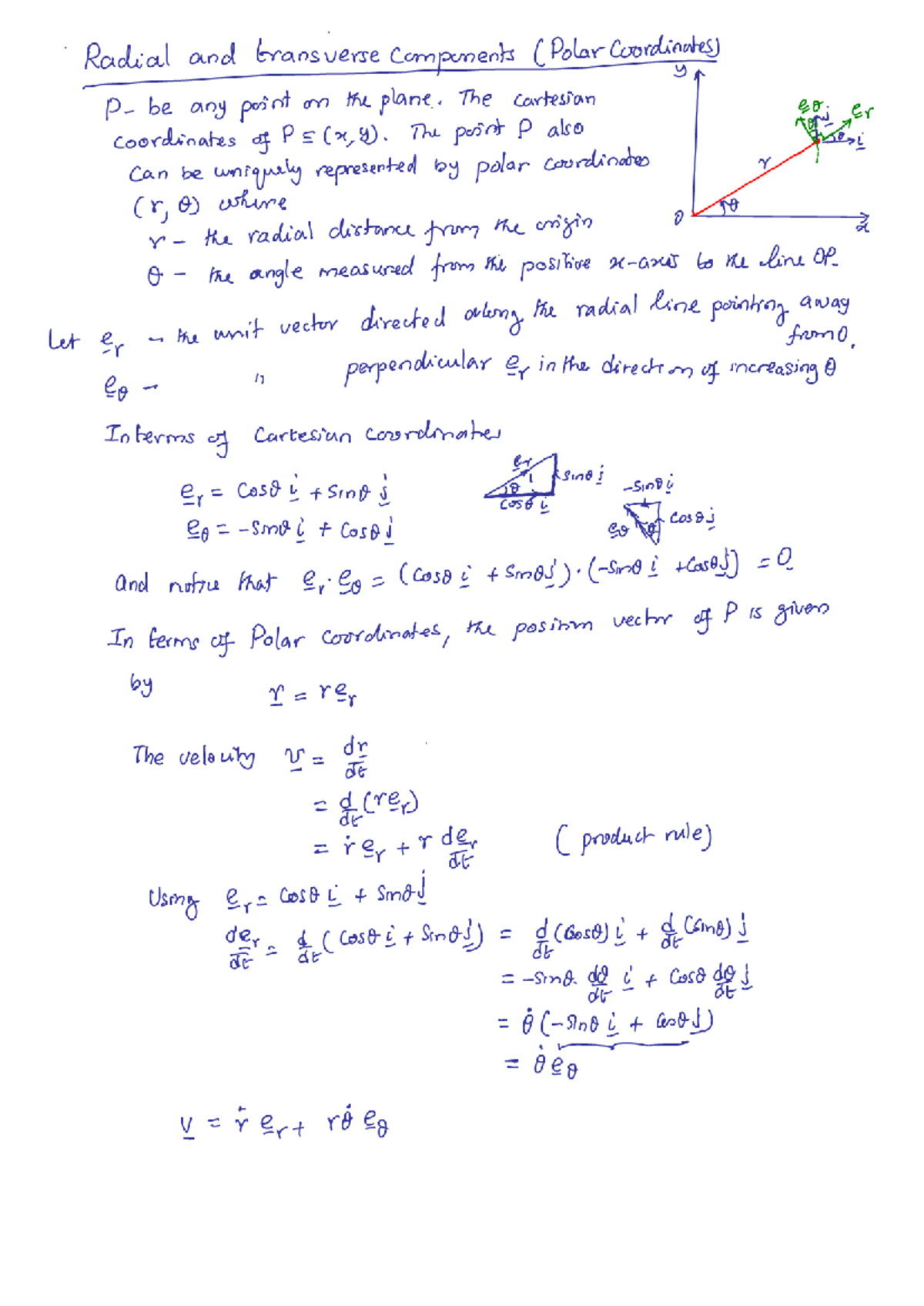 Polar Coordinates & Newton's Law: Radial & Transverse Components - Studocu