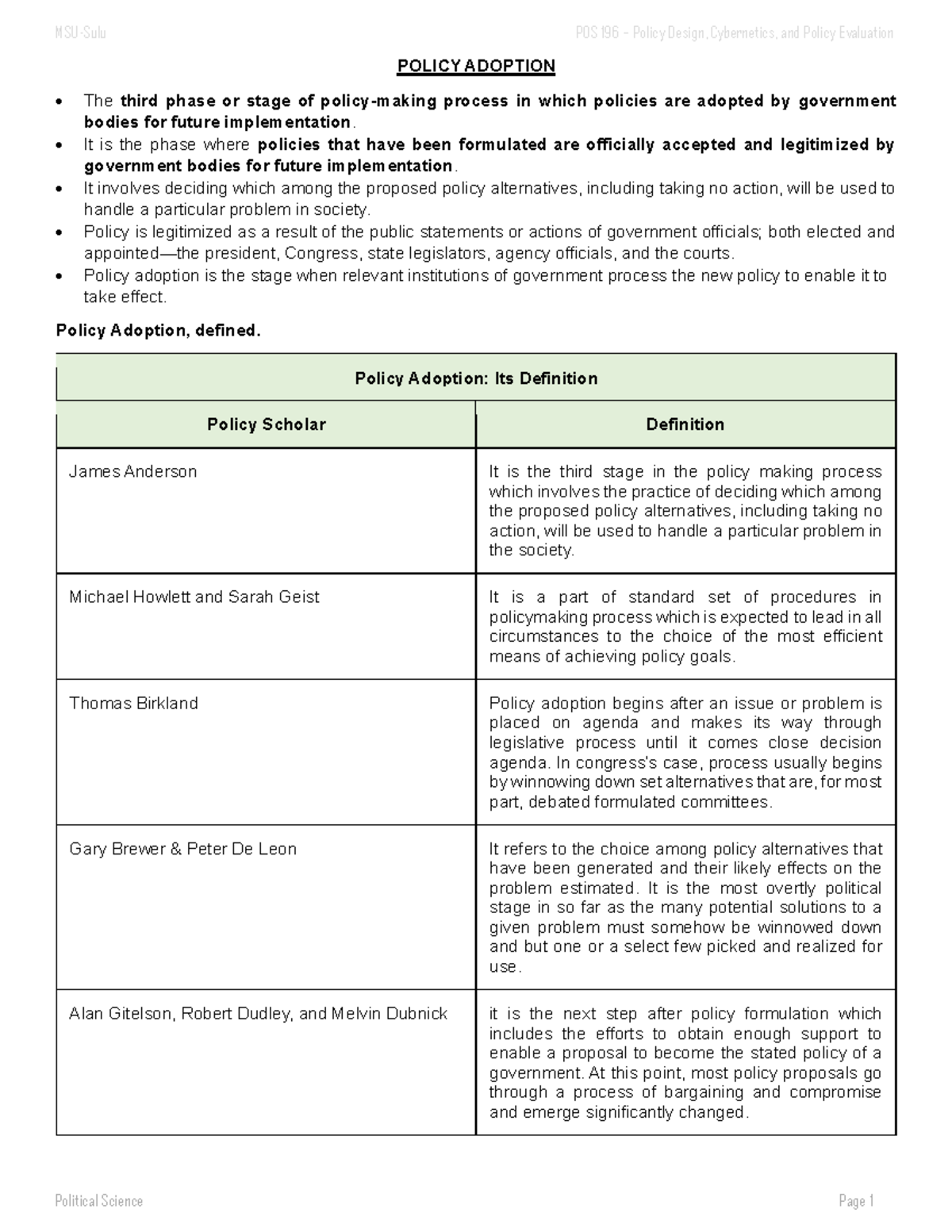 #7 Policy Adoption: Understanding the Process and Decision-Making ...