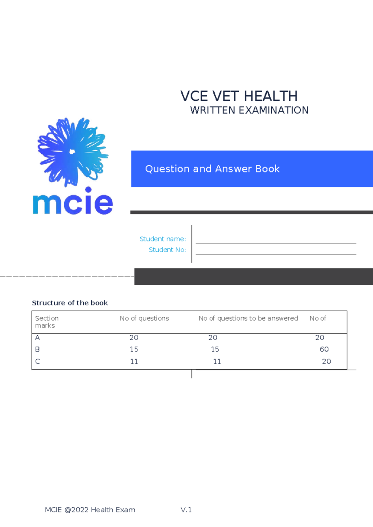 VCE VET Health MOCK EXAM: Question & Answer Guide - Studocu