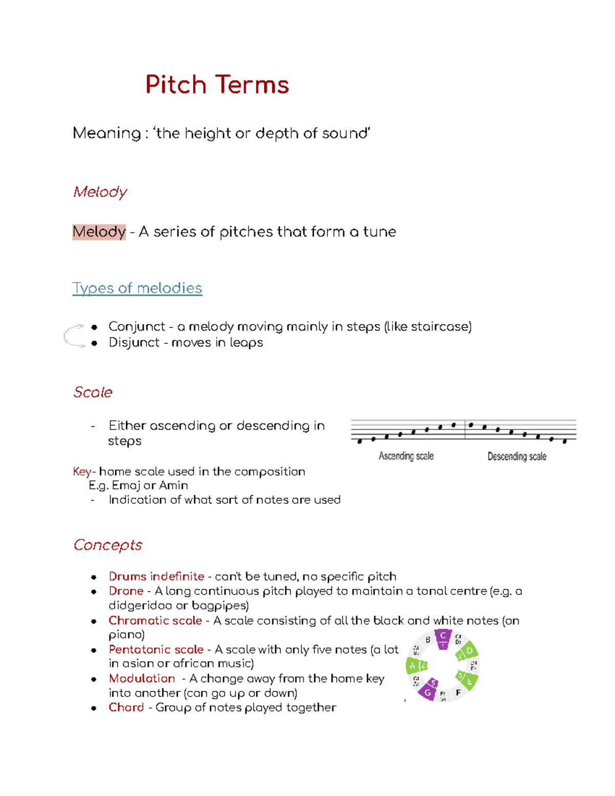 Musicology: Understanding Pitch Terms and Melody Concepts - Studocu