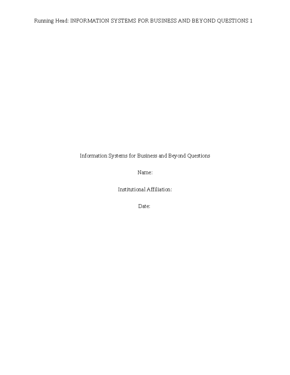 IS for Business & Beyond: Study Qs & Exercises Overview - Studocu