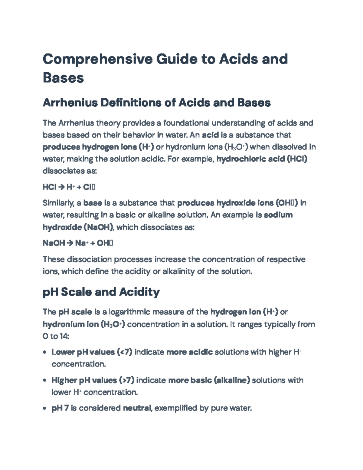 Comprehensive Guide to Acids and Bases: Arrhenius Definitions ...
