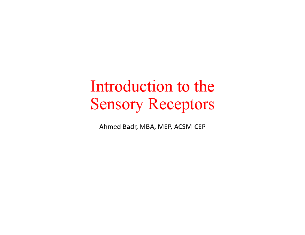 Introduction to Sensory Receptors: Structure & Function Overview - Studocu