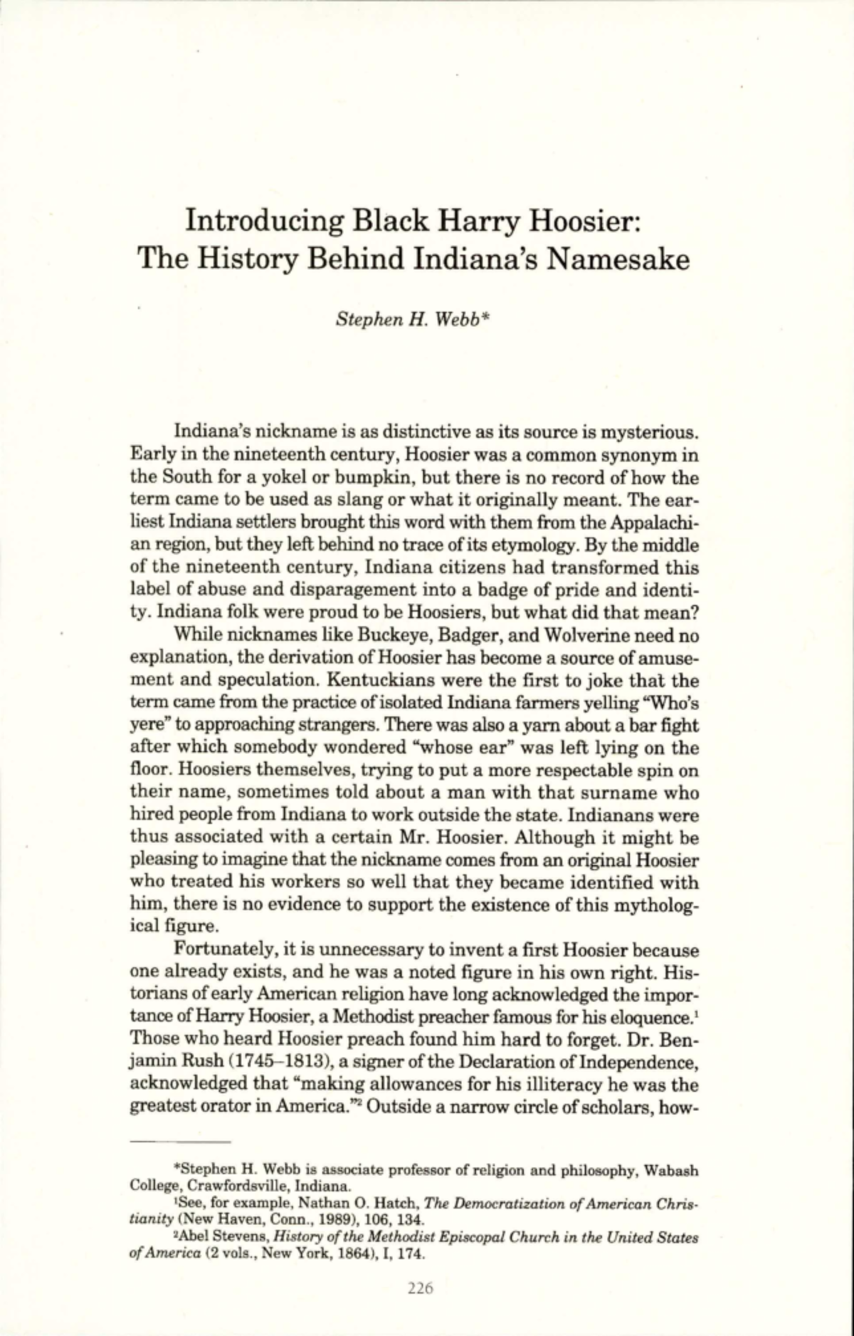 Exploring the Legacy of Black Harry Hoosier in Indiana History - Studocu