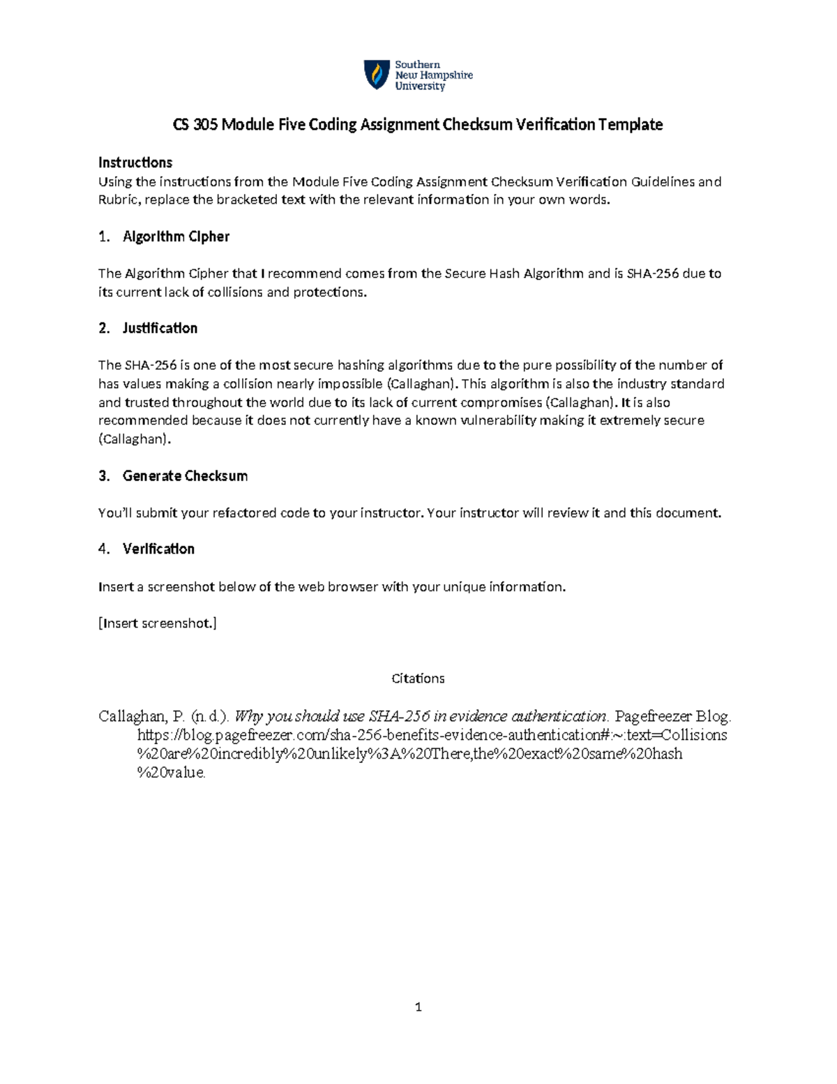 CS 305 Module 5 Coding Assignment: SHA-256 Checksum Template - Studocu